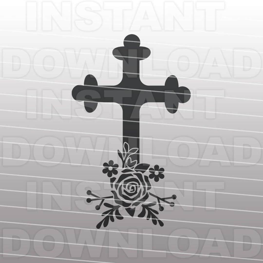 Garden Cross SVG File,roses Svg,religious Svg,flower Svg,vinyl Cutting ...