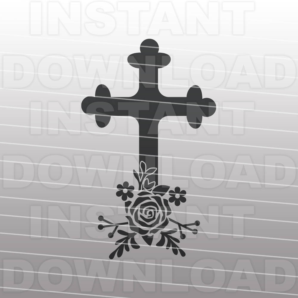 Garden Cross SVG Fileroses Svgreligious Svgflower Svgvinyl | Etsy