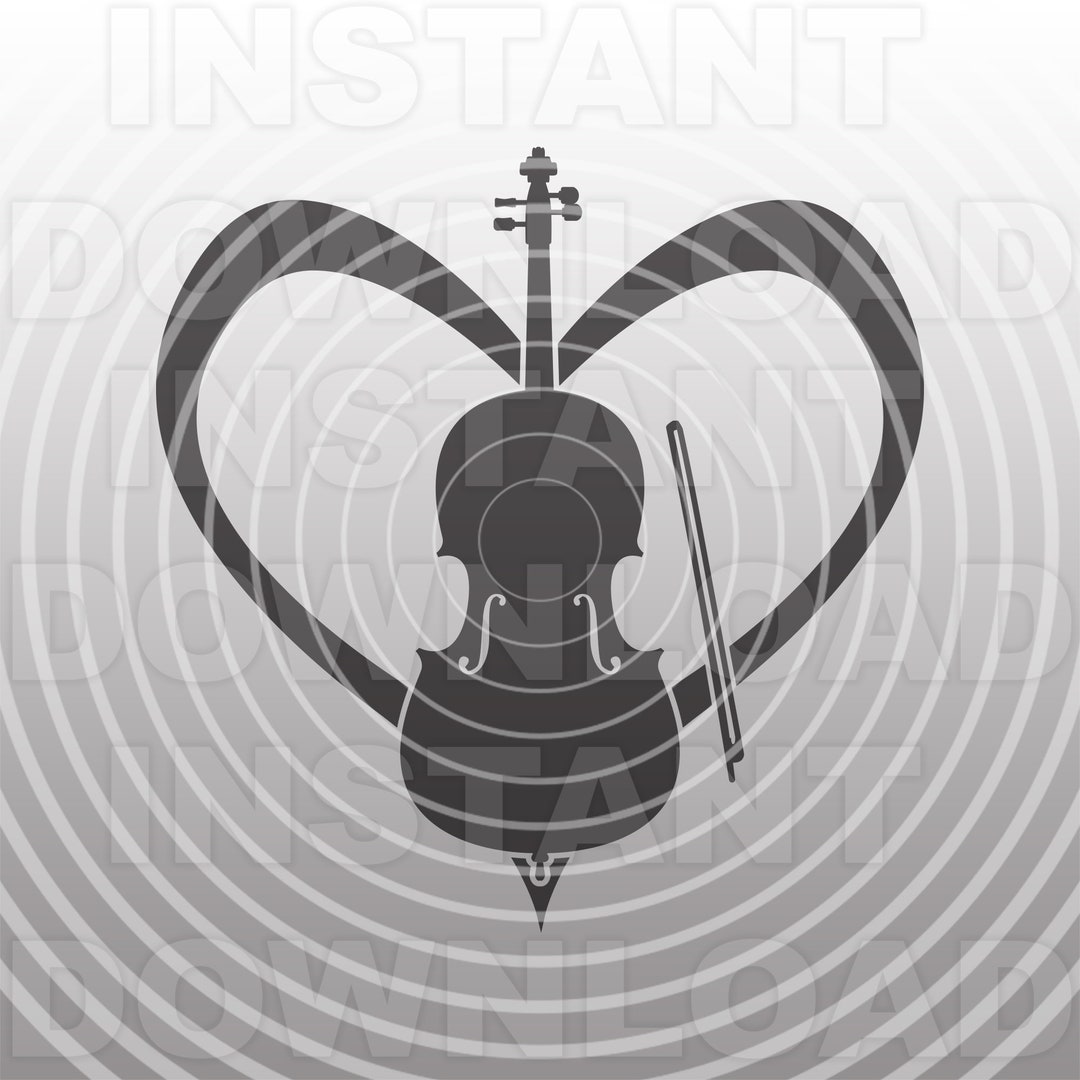 Cello With Heart SVG File,cello Bow Svg,cellist Svg -vector Art ...