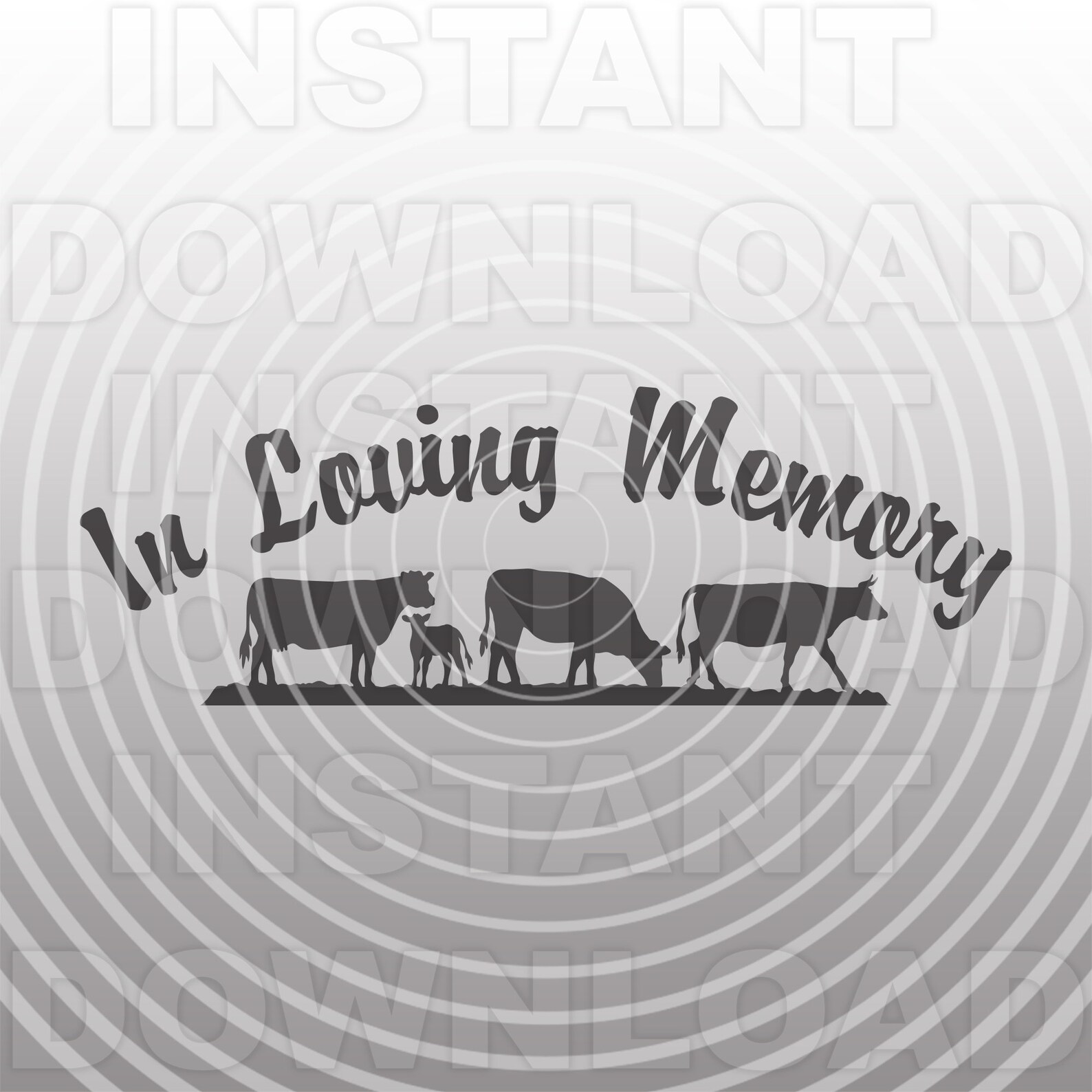 In Loving Memory Cowboy Rancher Cattle Livestock Scene SVG File ...