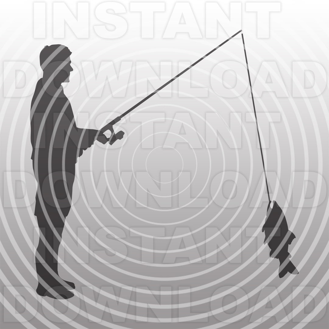 Man Fishing SVG File,male Fishing SVG File,man Angler SVG -vector Clip ...