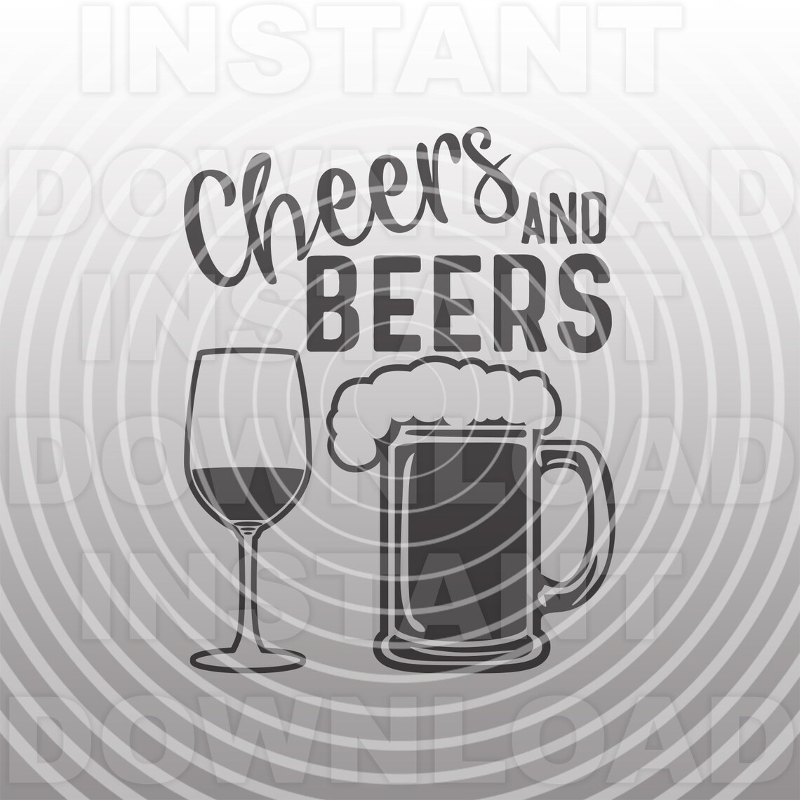 Cheers and Beers SVG File,beer Mug Svg,wine Glass Svg -vector Art ...