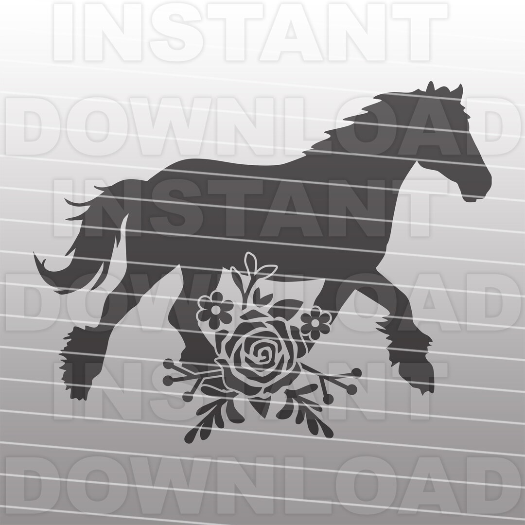 Gypsy Vanner Horse With Flowers Svg,gypsy Horse Svg -vector Art ...