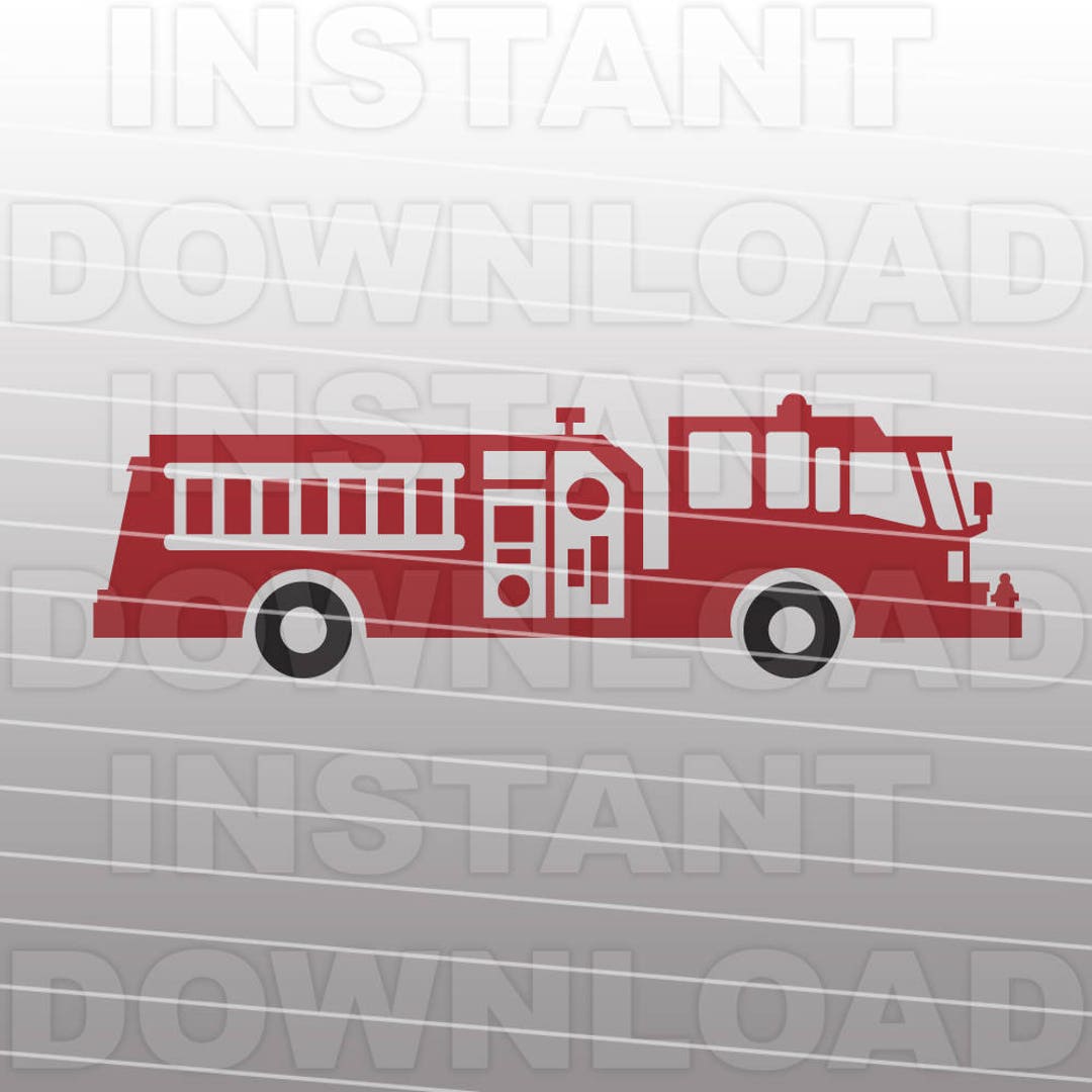 Fire Engine SVG File Cutting Template-vector Clipart for Commercial ...