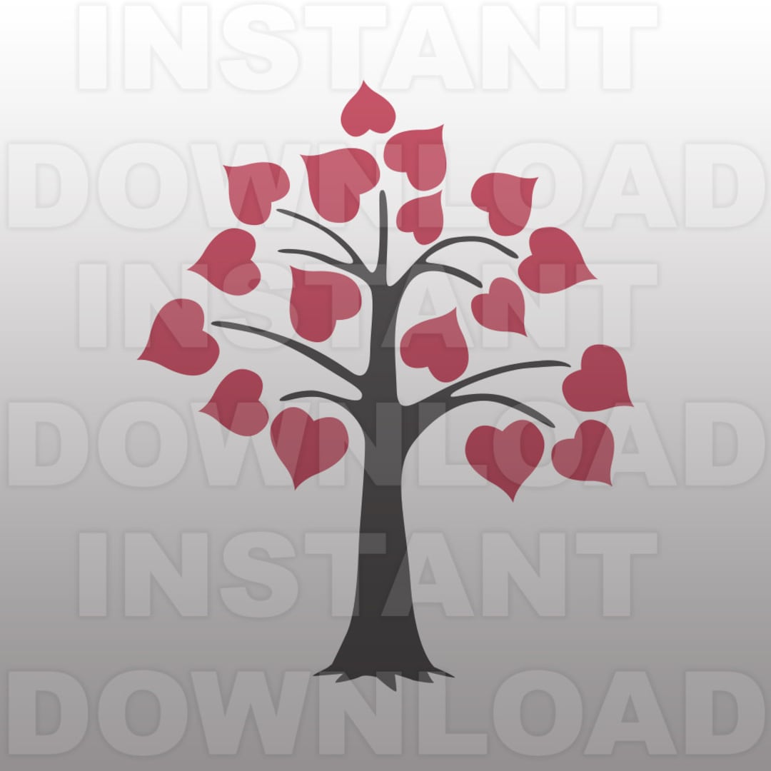 Tree With Heart Leaves SVG File -commercial & Personal Use- Vector Art ...
