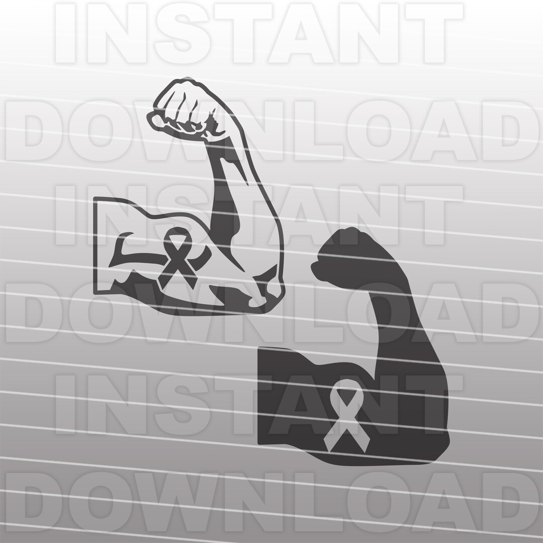 Cancer Ribbon With Muscular Bicep SVG File,stronger Than Cancer SVG ...
