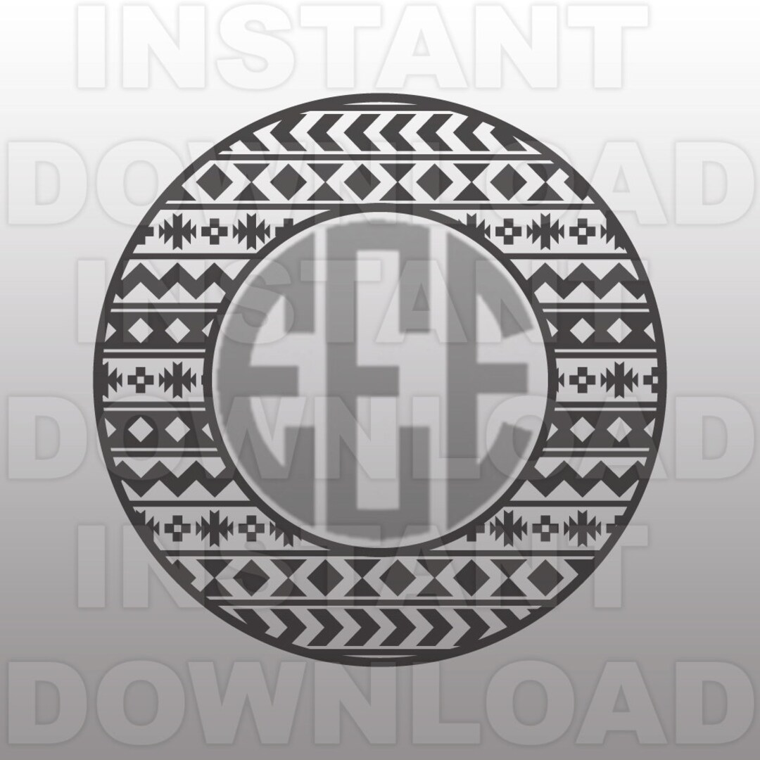 Aztec Circle Svg,circle Monogram Frame Svg-cutting Template-vector Clip ...