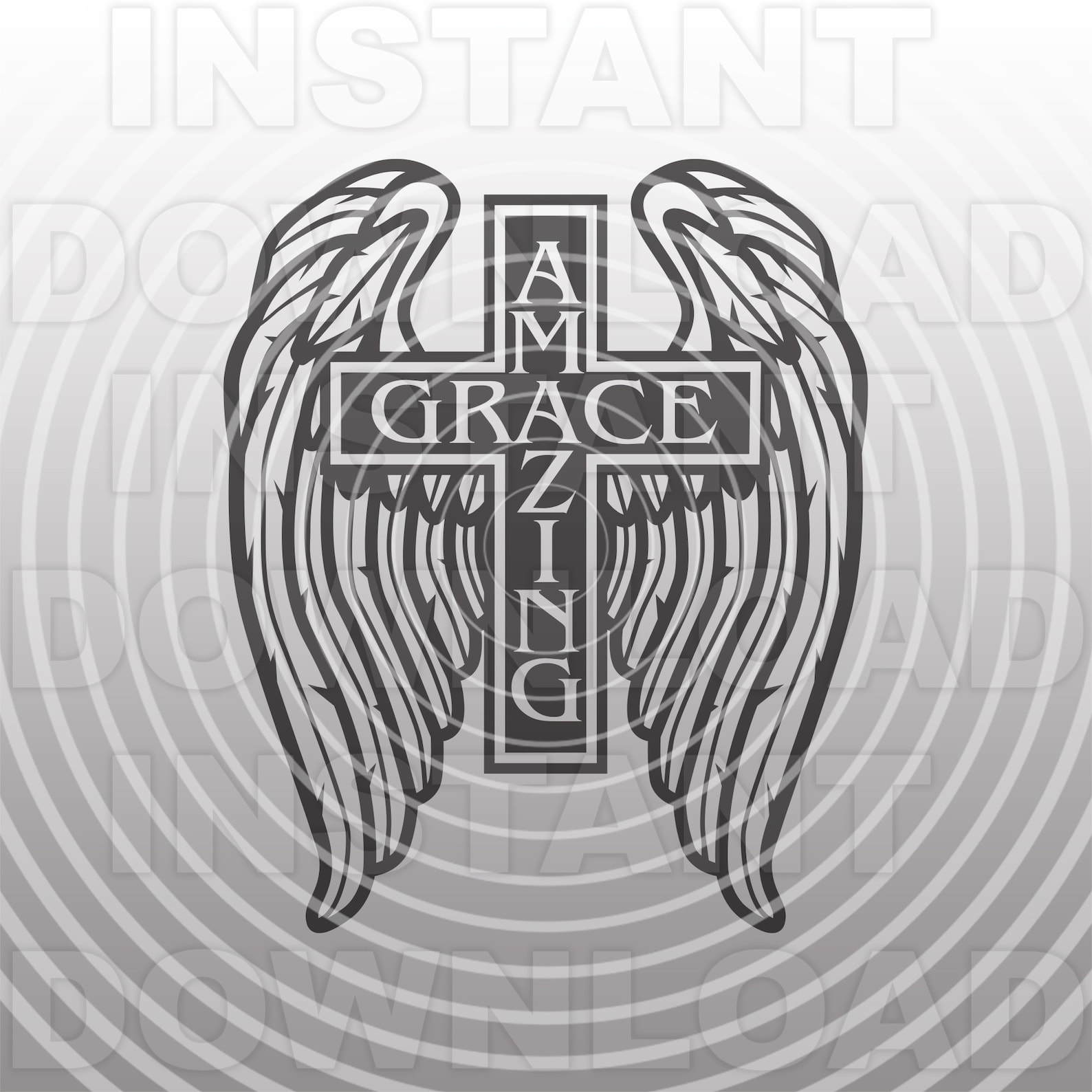 Amazing Grace Cross With Wings SVG Filechristian Cross - Etsy