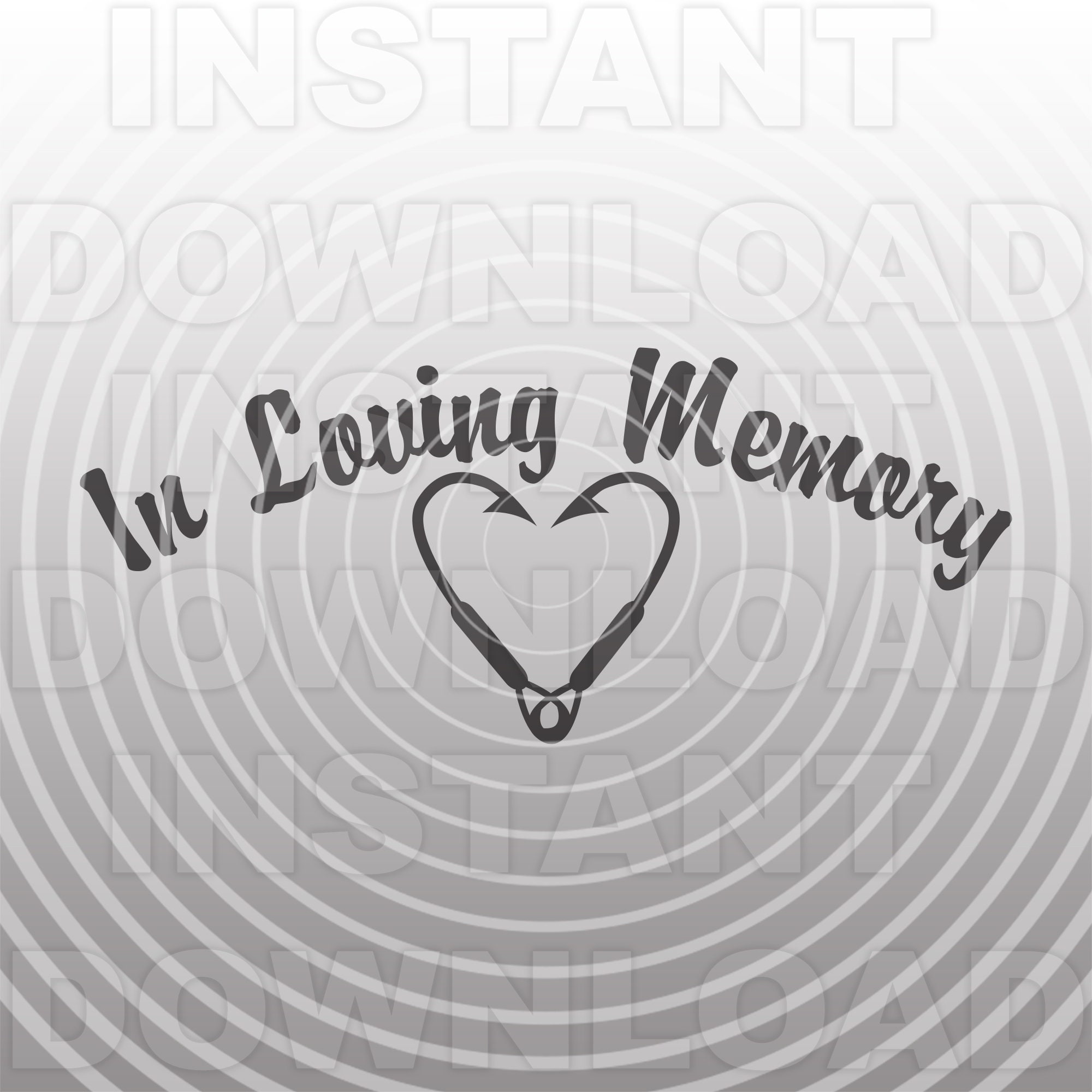 In Loving Memory Fish Hooks Heart Memorial SVG Filefisherman - Etsy