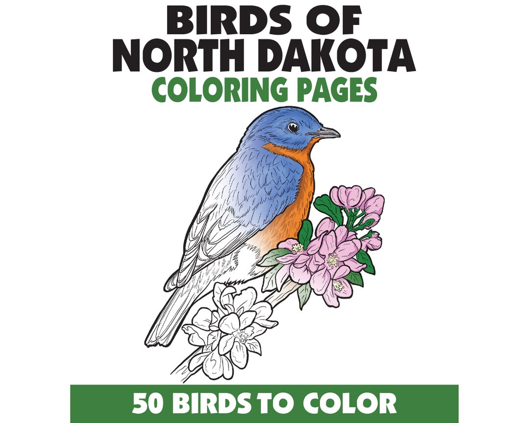50 Birds of North Dakota Coloring Pages Book,birdwatching Coloring ...