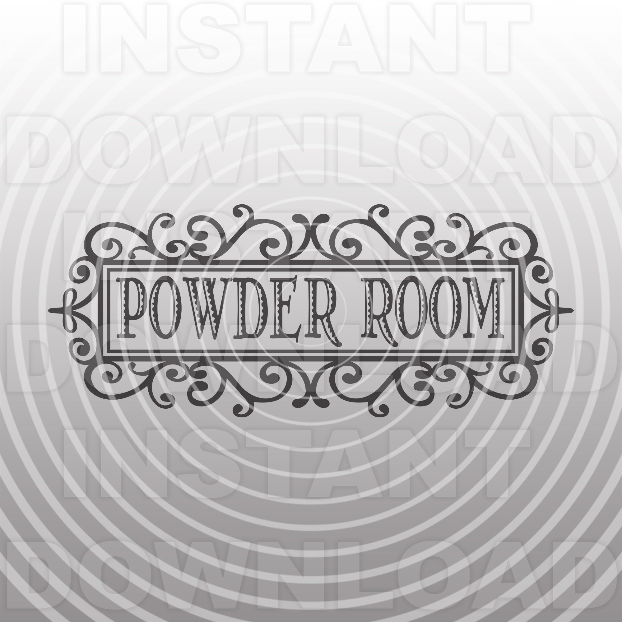 Shabby Chic French Style Powder Room Sign SVG File Commercial | Etsy