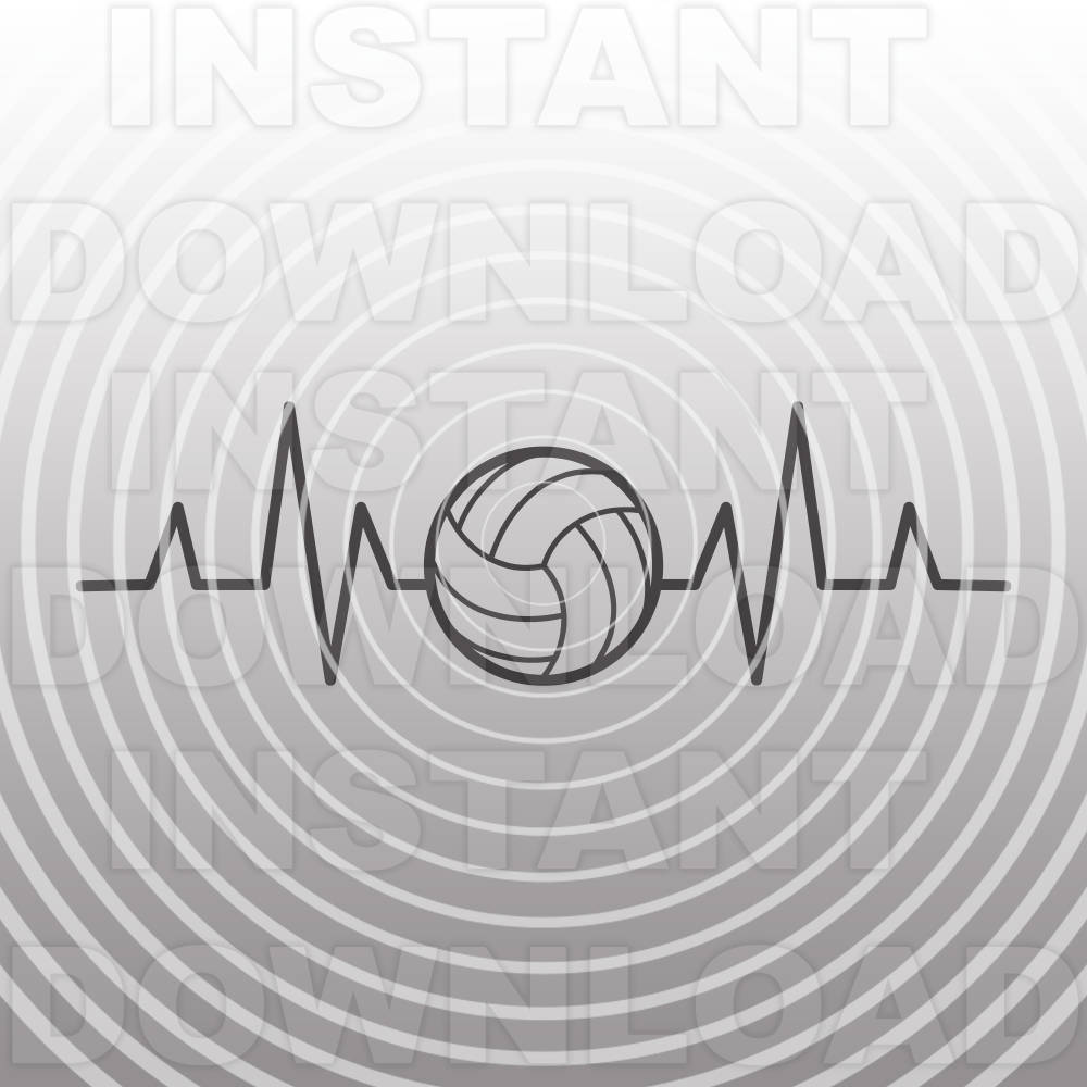Heartbeat Pulse EKG Volleyball SVG File,volleyball T-shirt Svg -vector ...