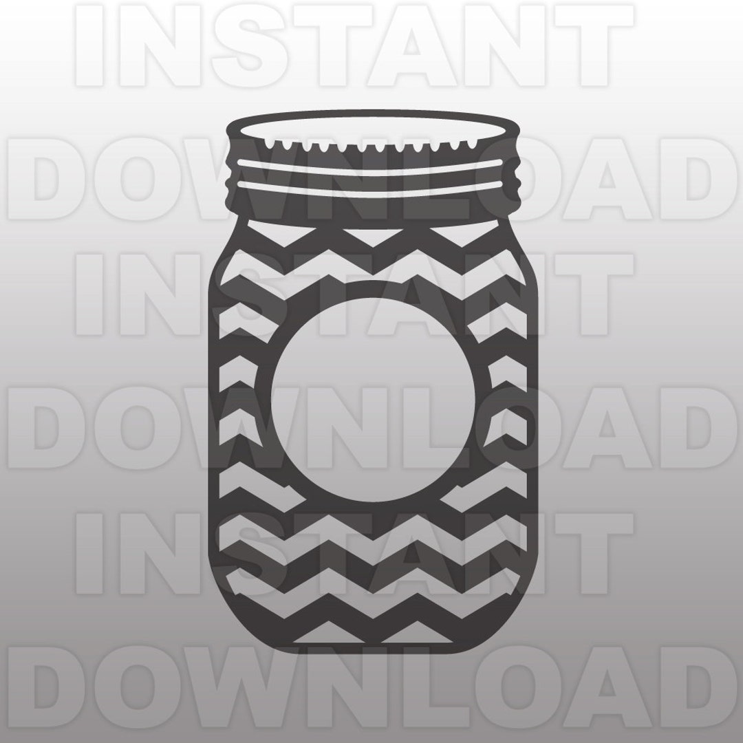 Mason Jar Monogram Chevron Pattern SVG File Cutting Template-vector ...