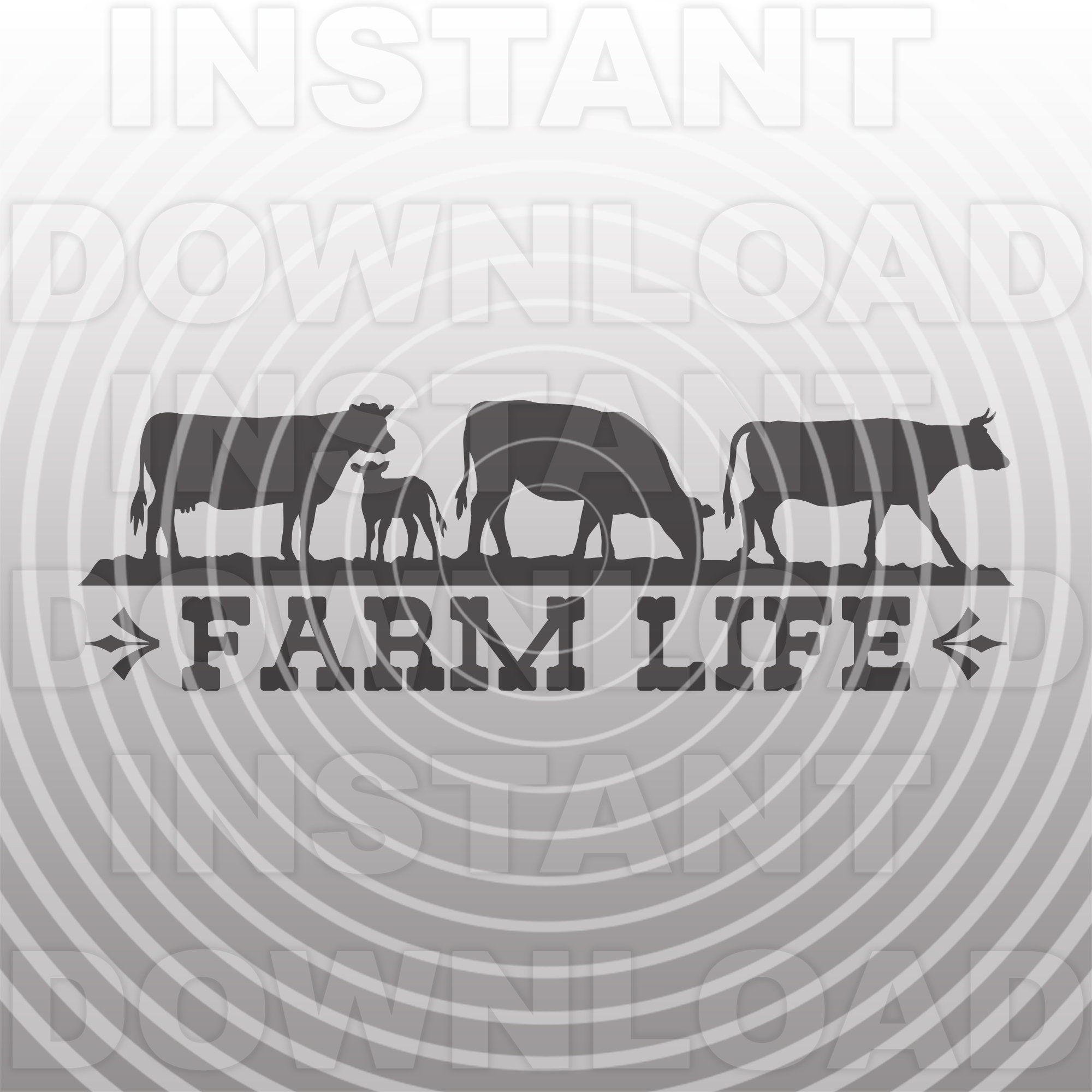Farm Life Scene With Cattle SVG File,farming SVG -vector Clipart ...
