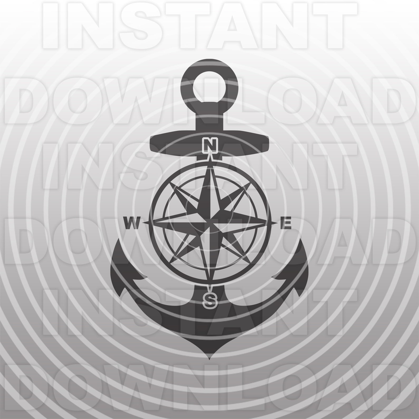 Compass Rose Anchor SVG File,compass SVG File,nautical SVG -vector Clip ...