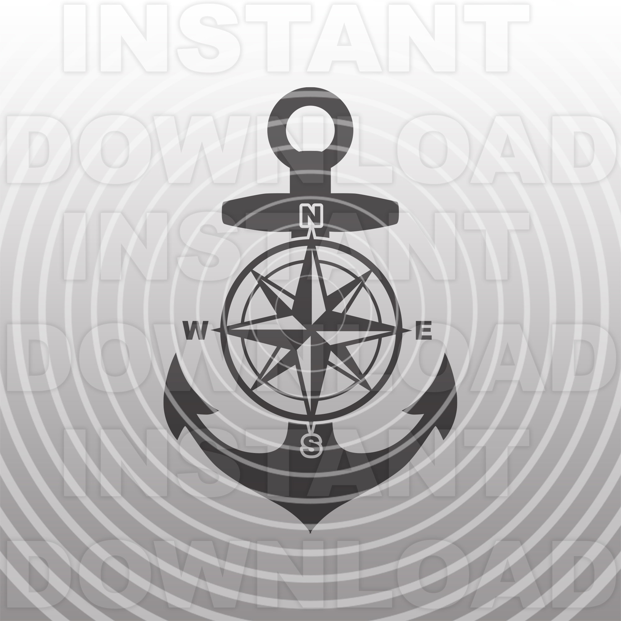 Compass Rose Anchor SVG File,compass SVG File,nautical SVG -vector Clip ...