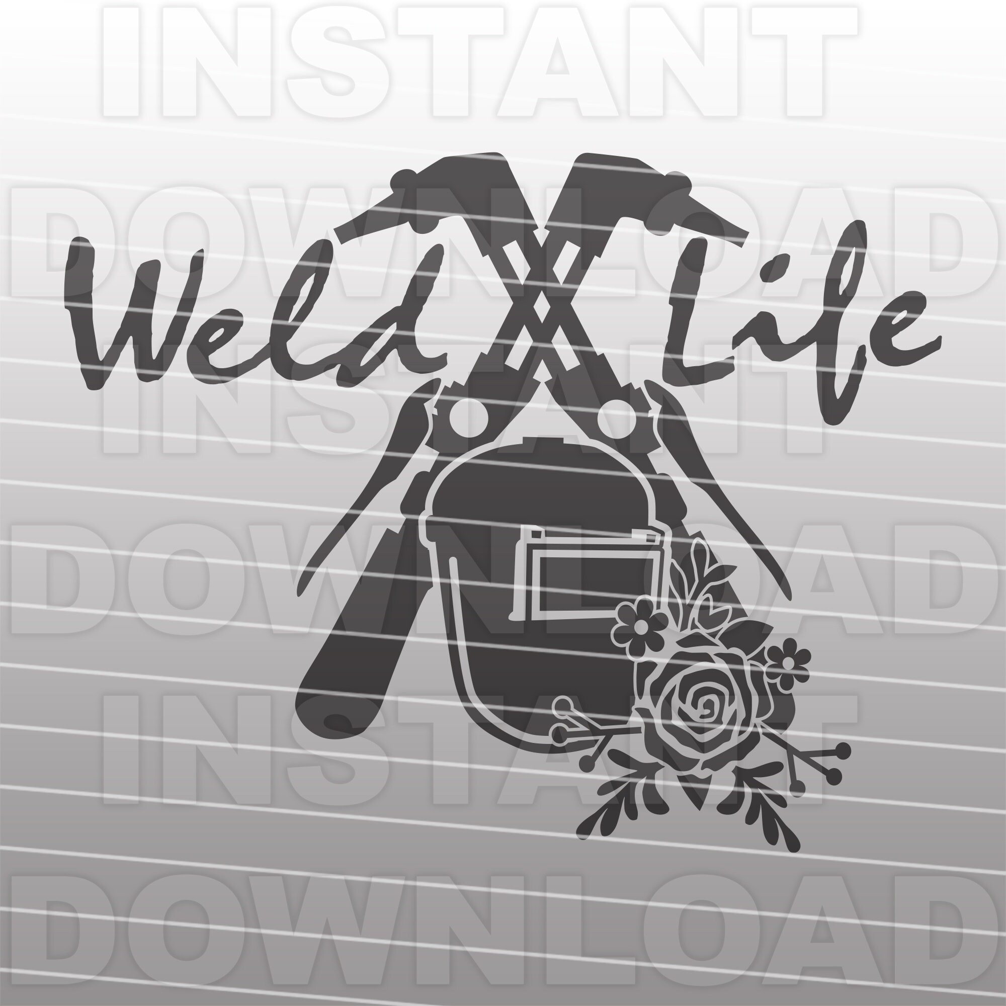 Weld Life Welding Helmet With Flowers SVG File vector Clipart | Etsy