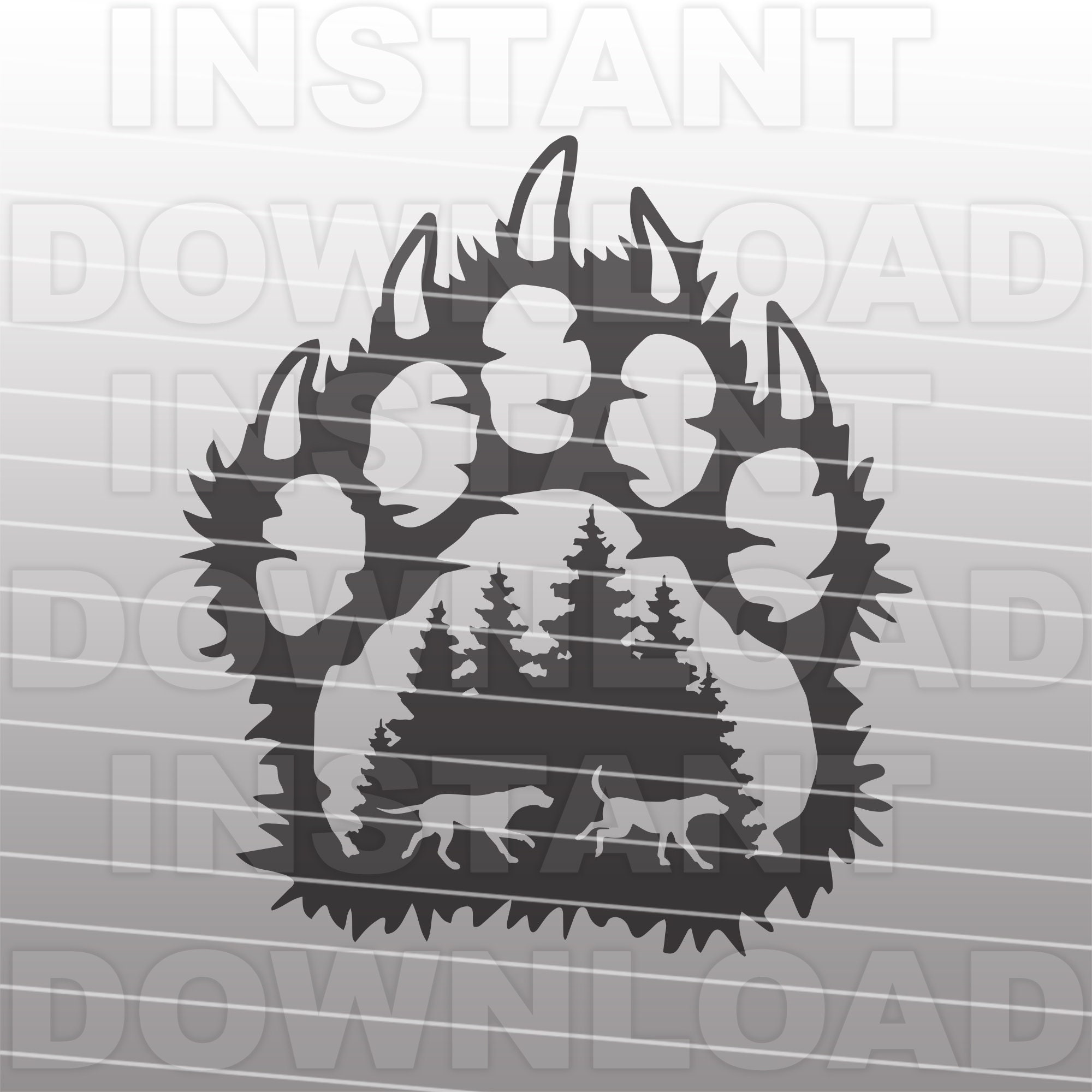 Bear Paw Hunting Dog Scene Svg,bear Claws Svg,bear Hunter SVG File ...