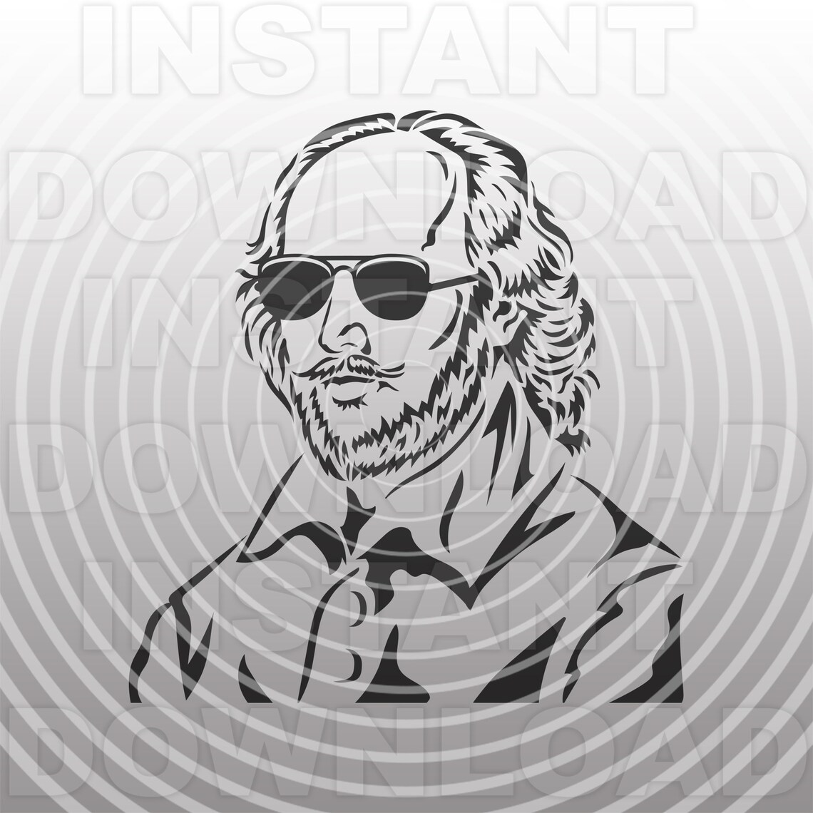 William Shakespeare Wearing Aviator Sunglasses Portrait SVG - Etsy