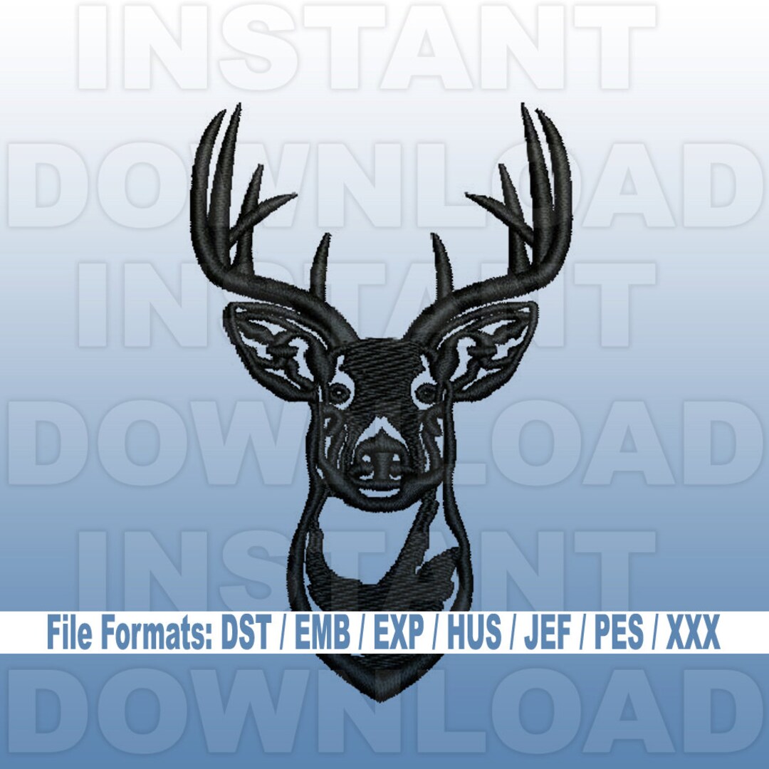 Buck Head Deer Hunting Embroidery Design - Filled Stitch -4X4 Hoop- PES ...