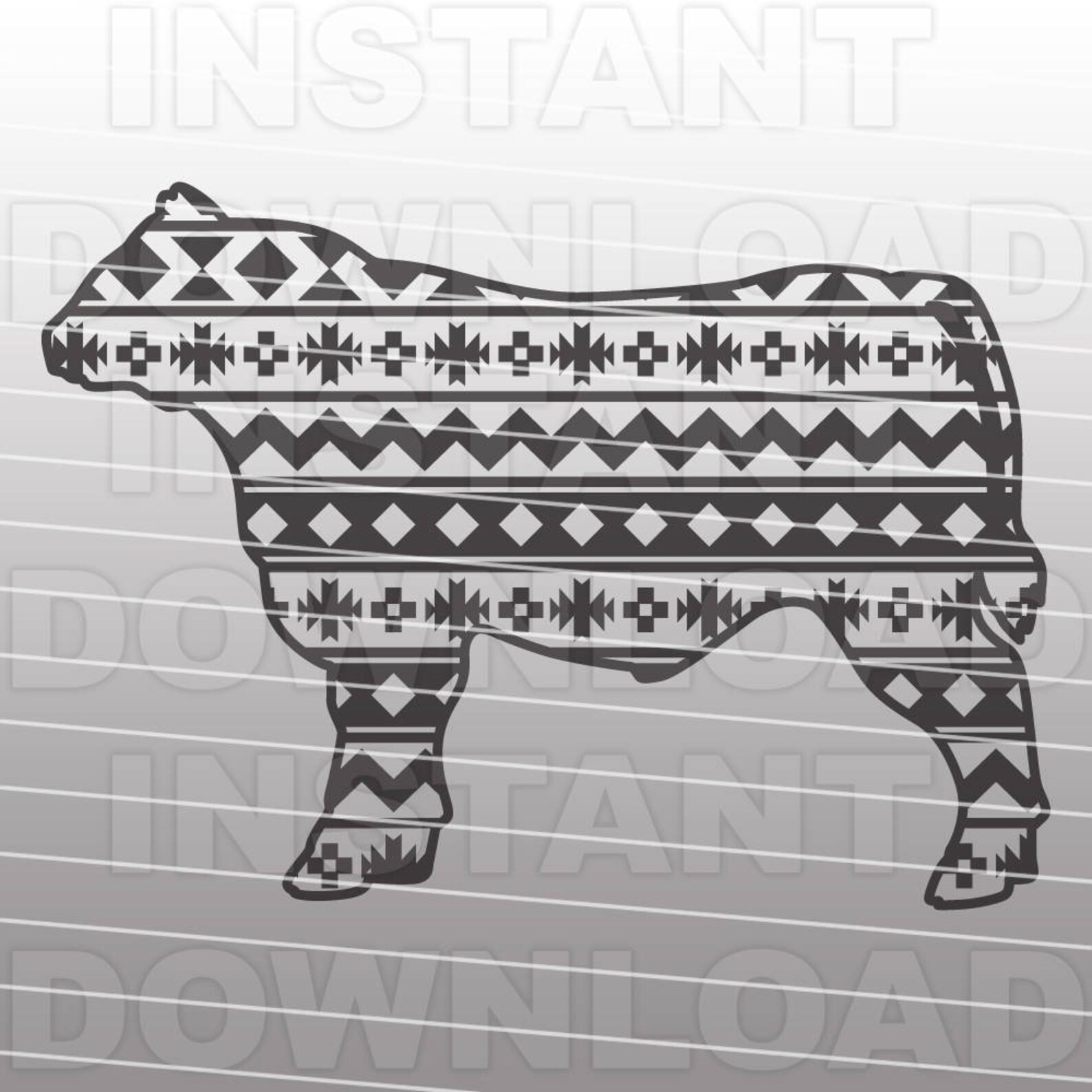 Bull with Aztec Pattern SVG FileCow SVG FileLivestock SVG | Etsy