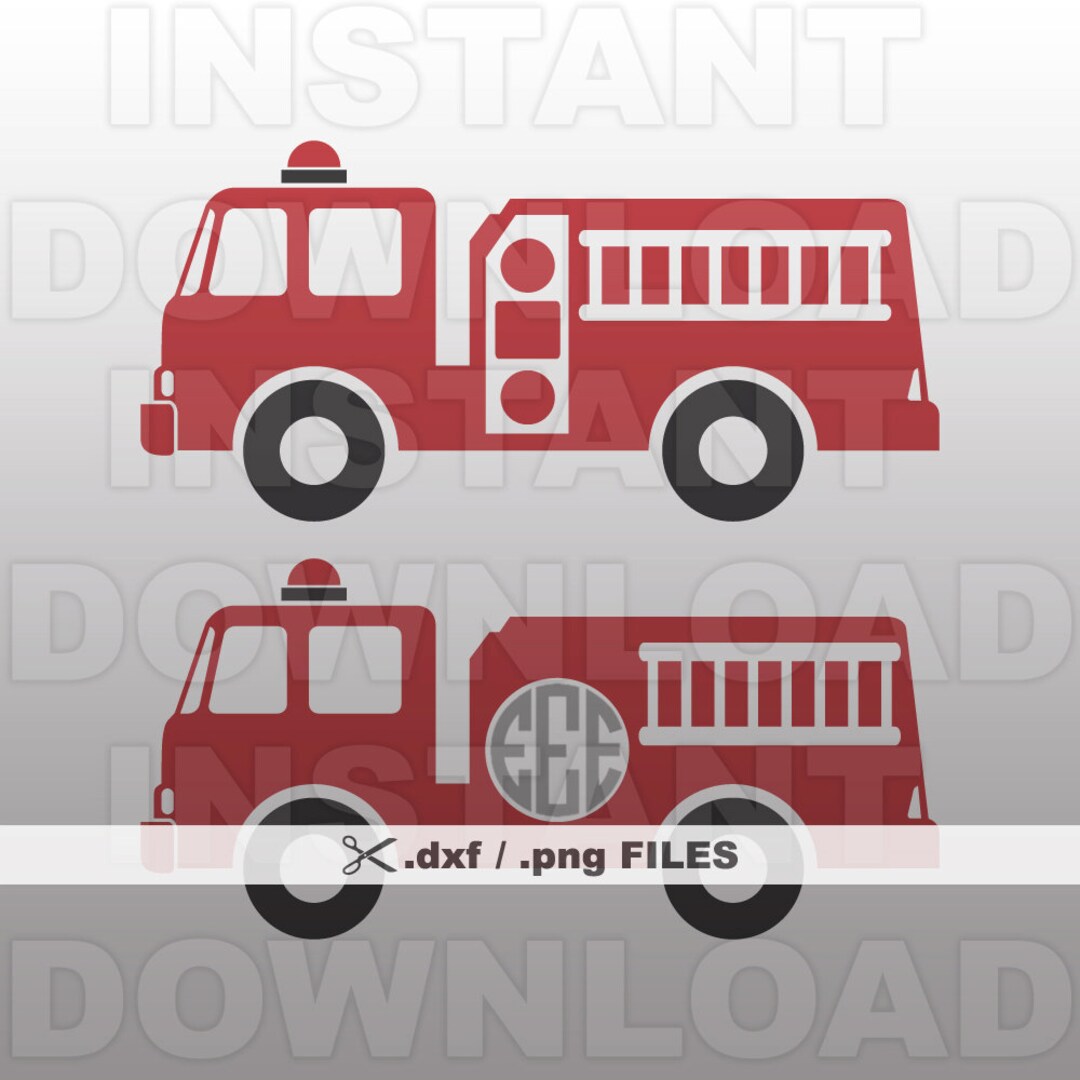 Fire Truck DXF File - Fire Engine PNG File - Commercial & Personal Use ...