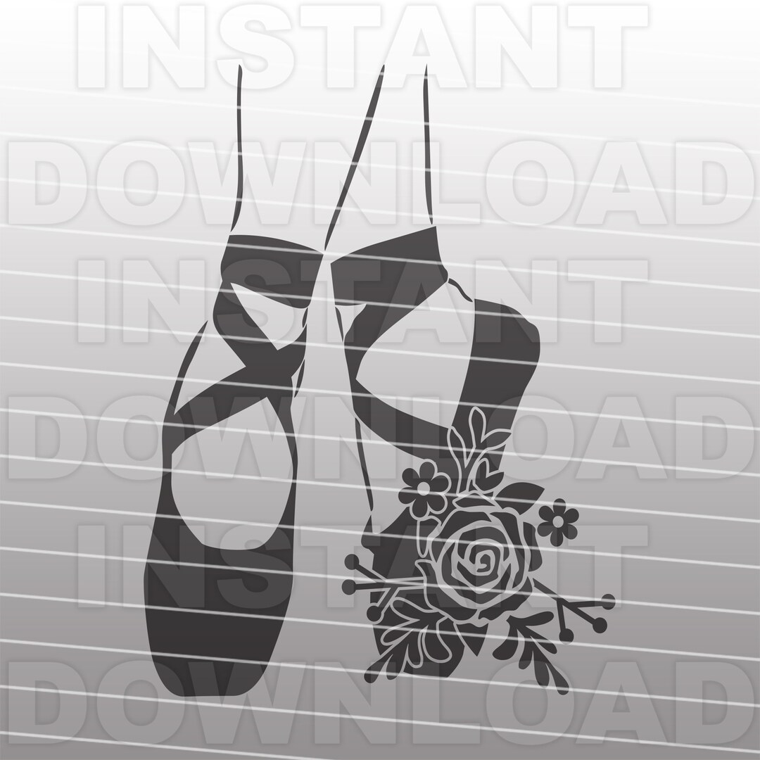 Floral Ballet Shoes SVG File,ballerina Ballet Slippers With Flowers Svg ...