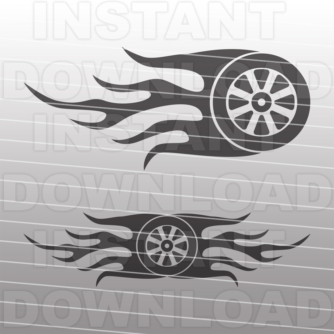 Racing Tire With Flames SVG File,car Racing SVG -vector Art Commercial ...