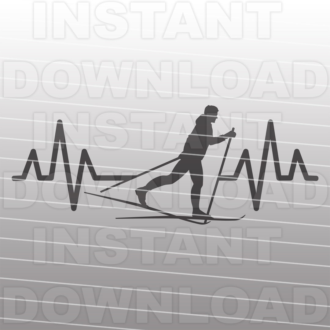 Heartbeat Pulse EKG Strip Male Cross Country Skier SVG File,man Cross ...
