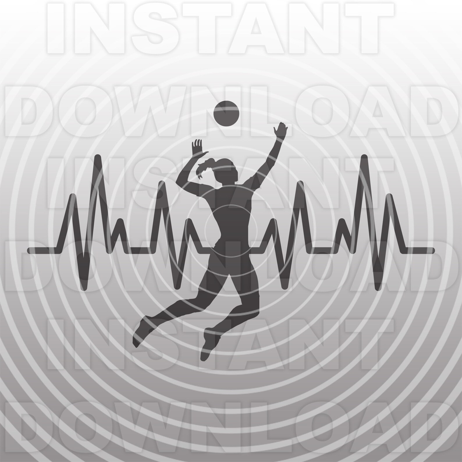 Volleyball Player Heartbeat Pulse EKG SVG Filevolleyball - Etsy