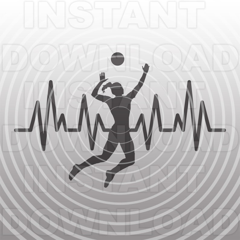 Volleyball Player Heartbeat Pulse EKG SVG File,volleyball T-shirt Svg ...