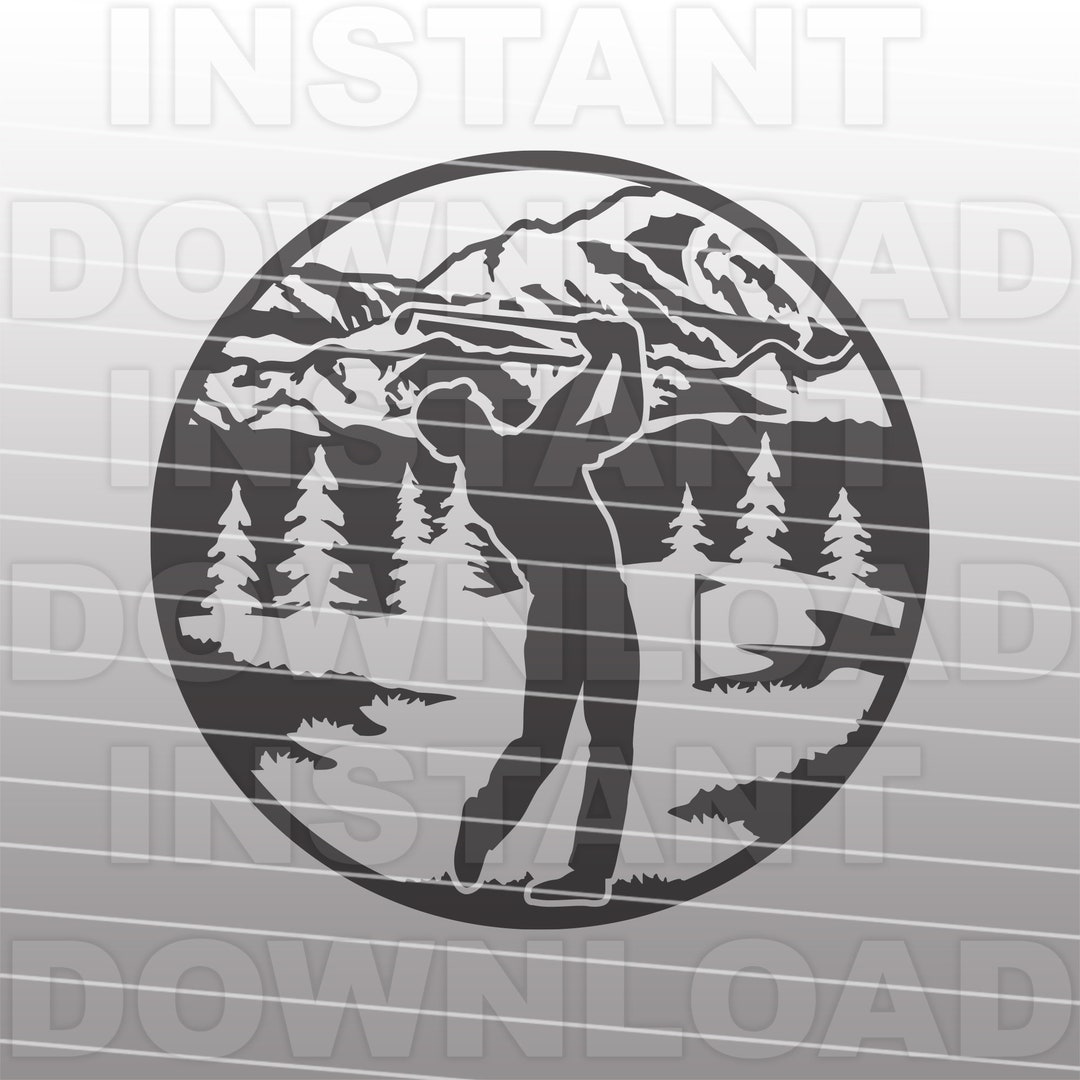 Golfer SVG File,golf Course Mountain Scene Svg,golf Tournament Svg ...