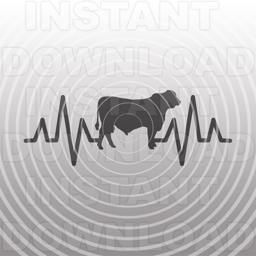 Brangus Show Cattle Heartbeat EKG Strip Pulse SVG File -vector Art ...