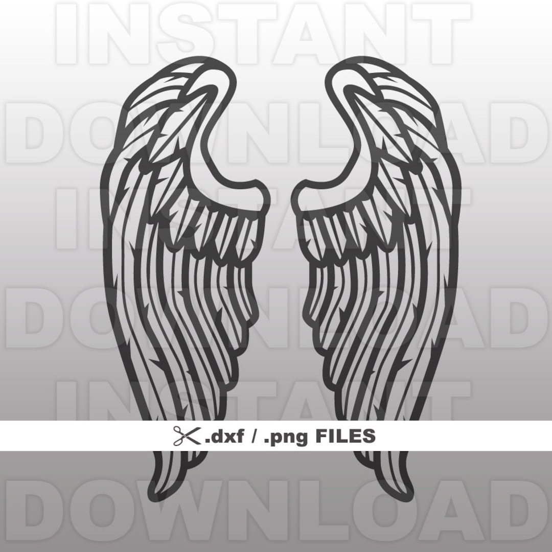 Angel Wings DXF File - Angel Wings PNG File -vector Art- Commercial ...