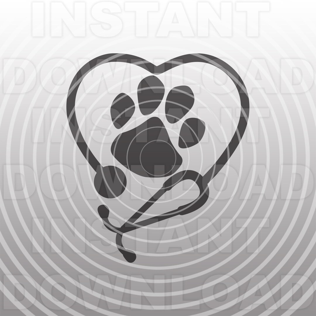 Vet Tech SVG File,veterinary Technician Paw Print Stethoscope SVG ...
