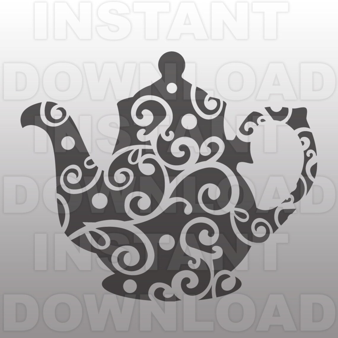 Tea Pot Flourish SVG File Tea Kettle SVG File Vector Art | Etsy