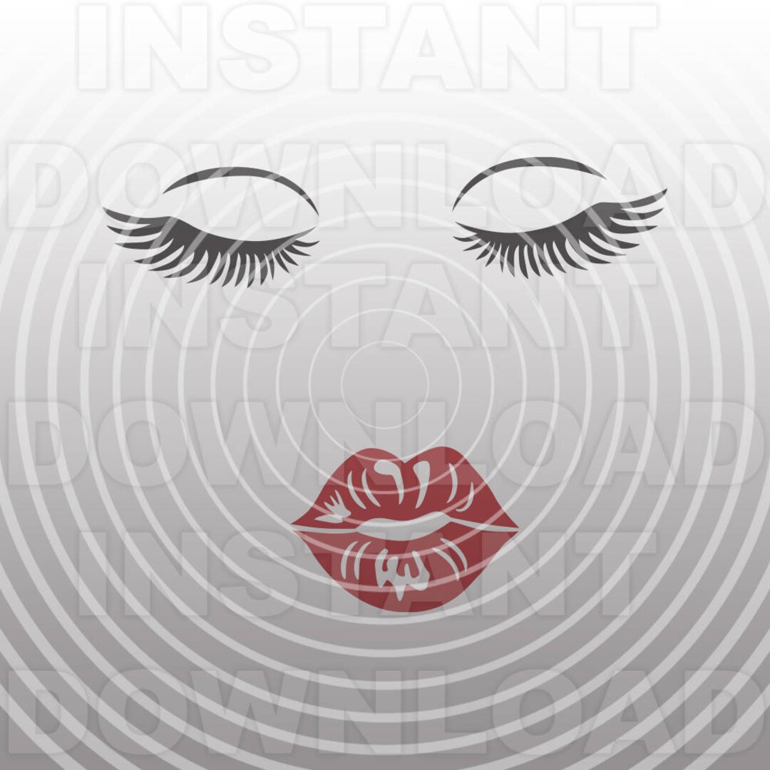 Kissing Lips and Eyelashes SVG File,girls Face Svg,makeup Svg,svg File ...
