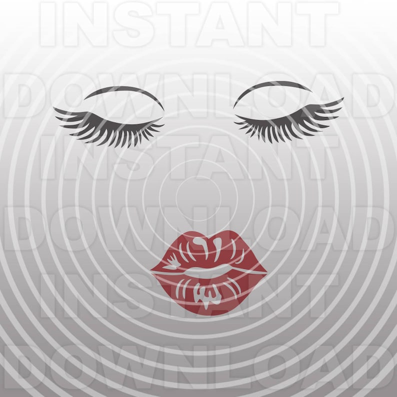 Kissing Lips and Eyelashes SVG File,girls Face Svg,makeup Svg,svg File ...