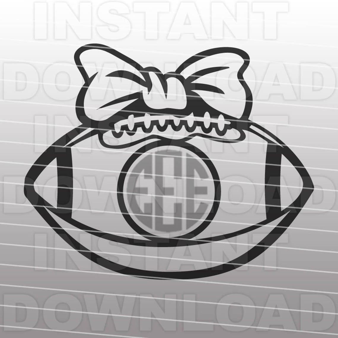 Football Monogram With Bow SVG File,football SVG File-vector Clip Art ...