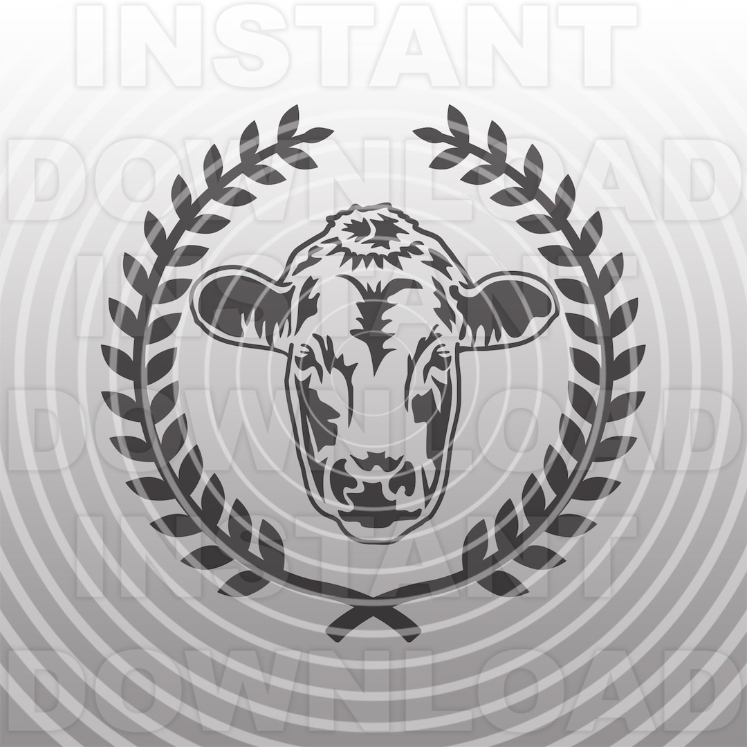 Angus Bull Head With Laurel Wreath SVG File,angus Cattle Svg,bull Svg ...