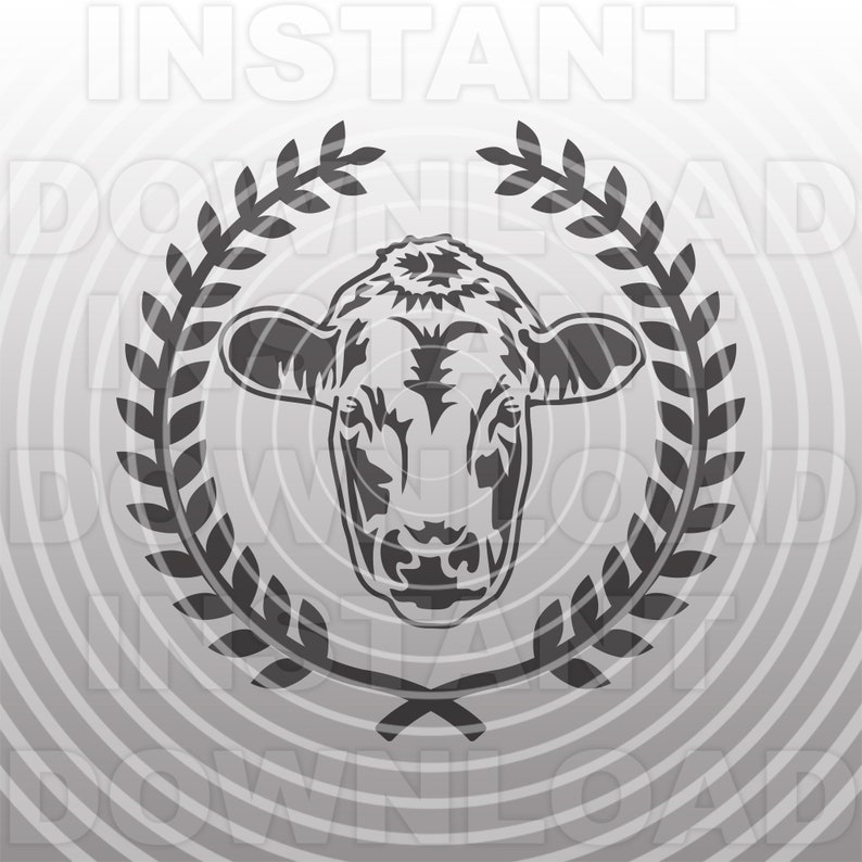 Angus Bull Head With Laurel Wreath SVG File,angus Cattle Svg,bull Svg ...