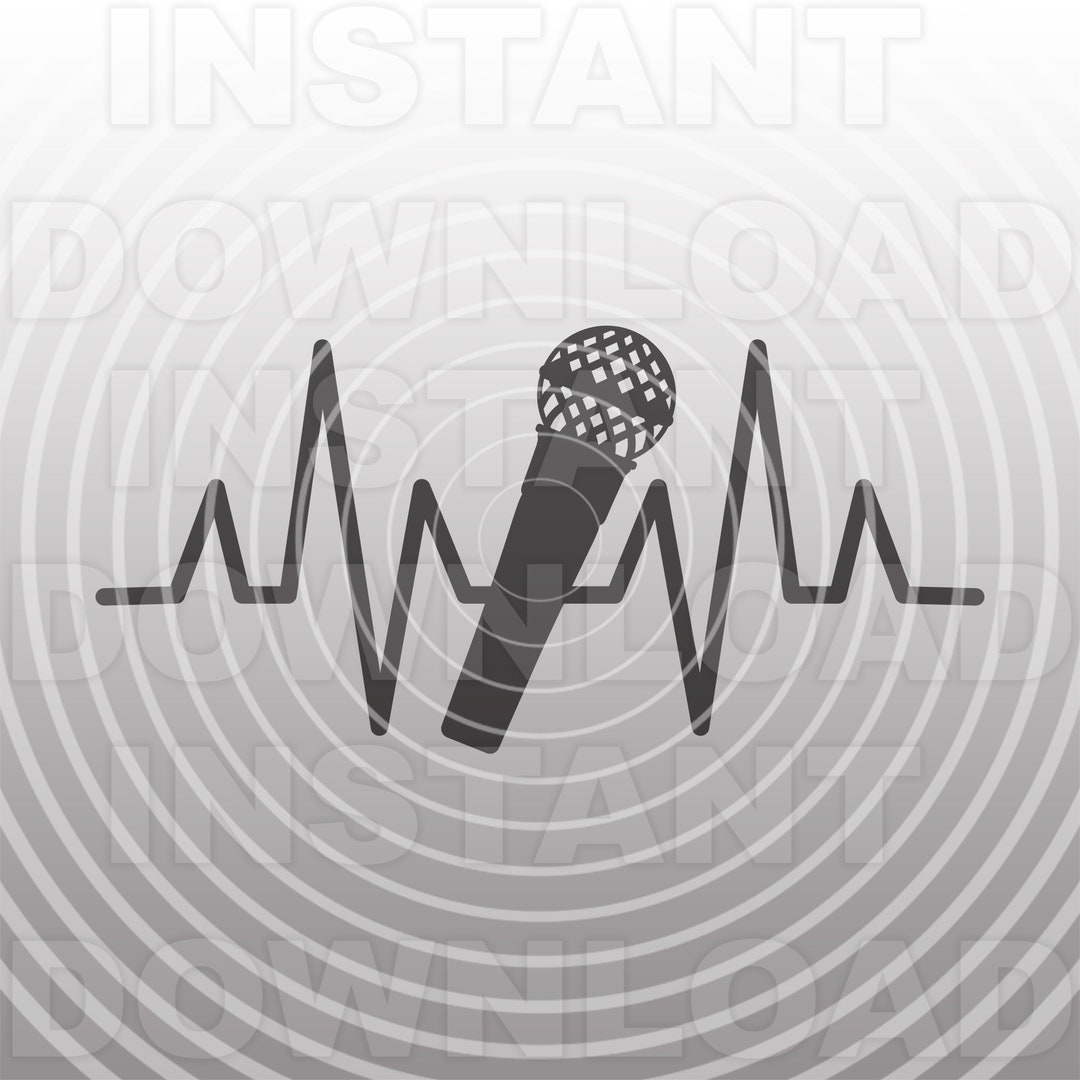 Heartbeat EKG Pulse Microphone SVG File,singer Svg,karaoke Svg,choir ...