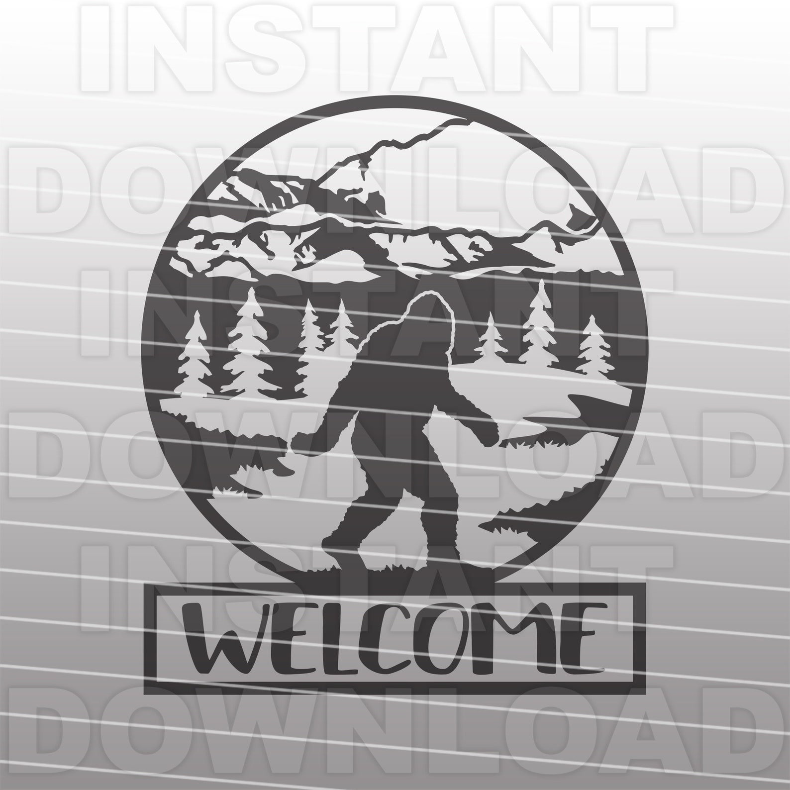 Bigfoot Welcome Sign SVG File,bigfoot Mountain Forest Scene Svg ...