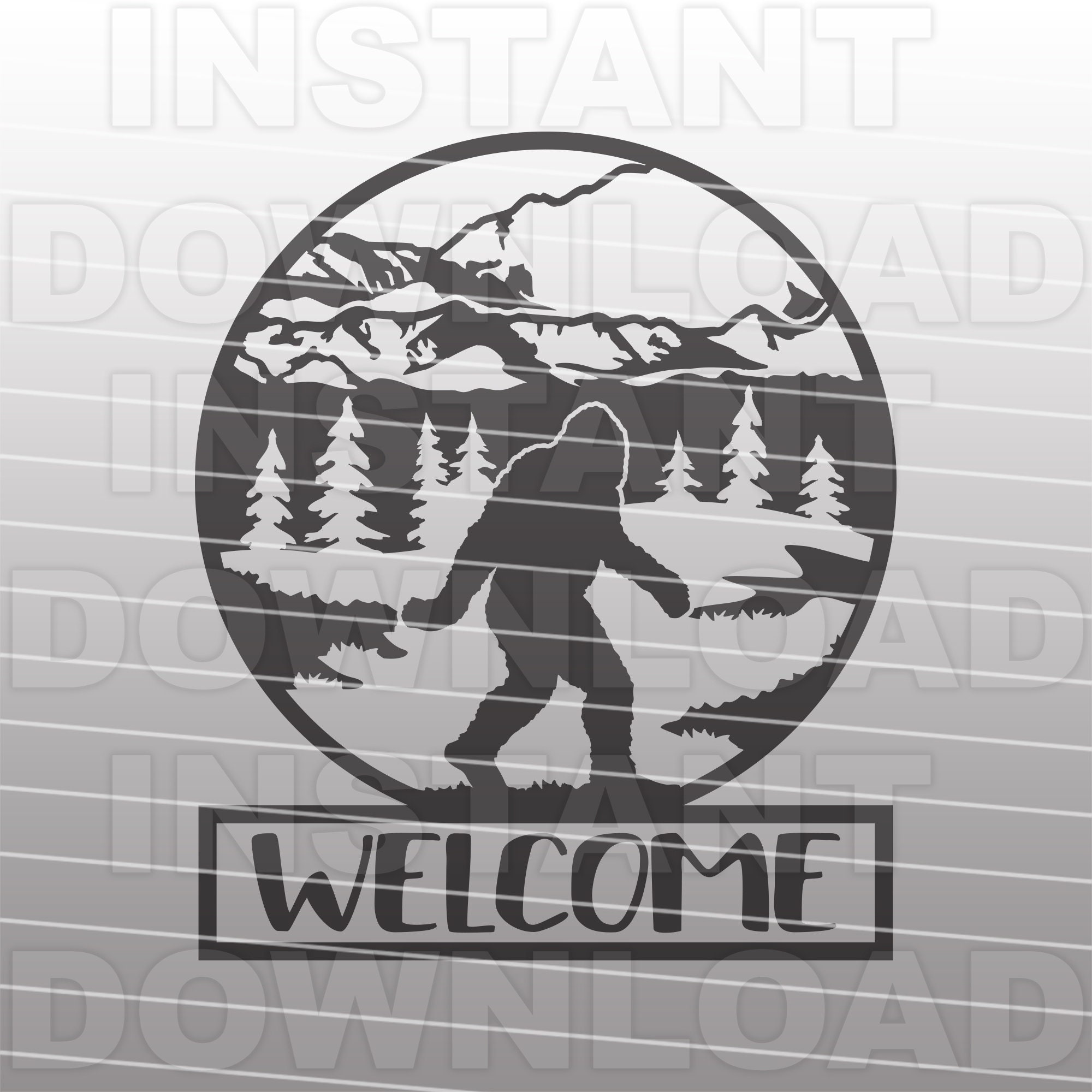 Bigfoot Welcome Sign SVG File,bigfoot Mountain Forest Scene Svg ...