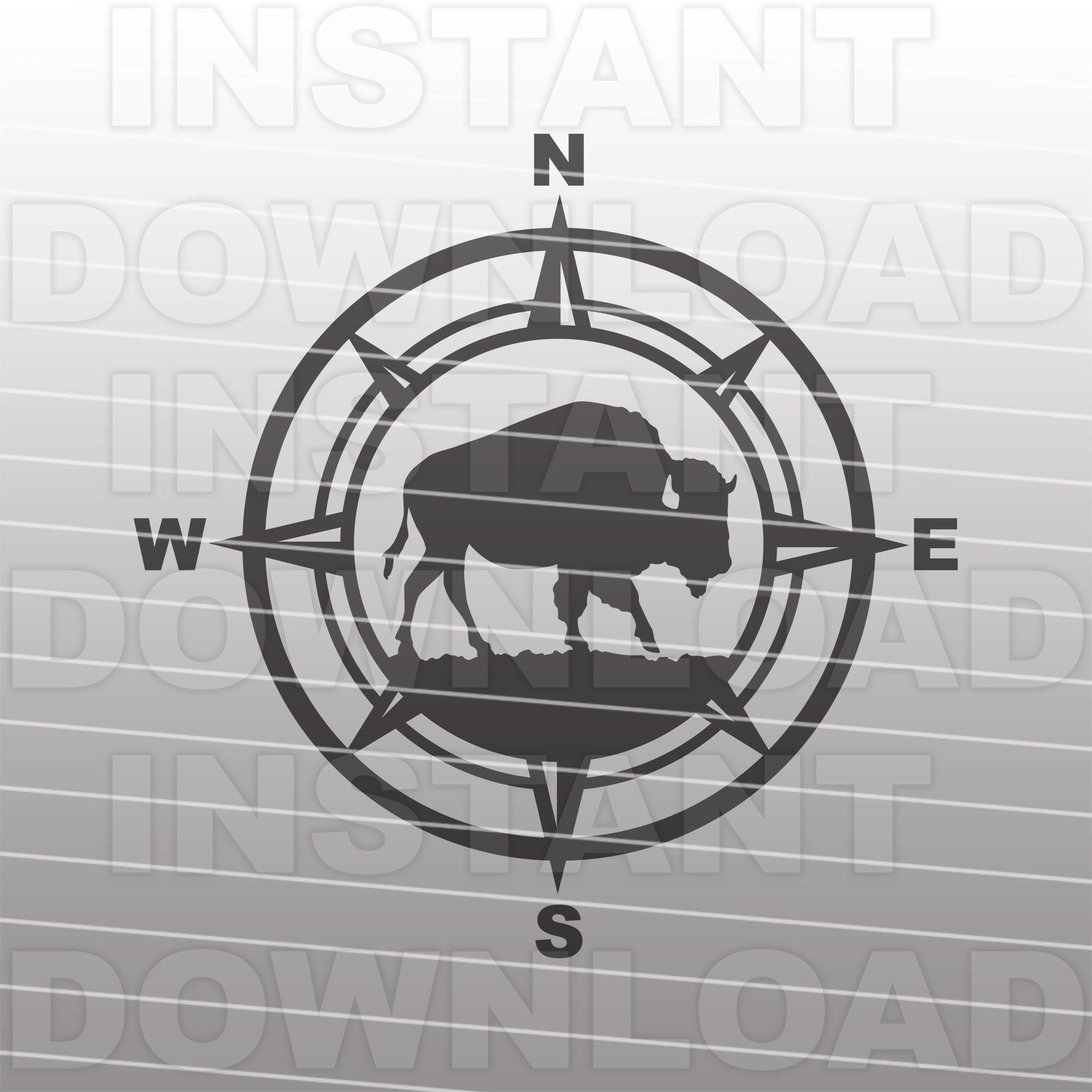 Buffalo Compass Rose SVG FileLodge SVGCabin SVG Vector Art | Etsy