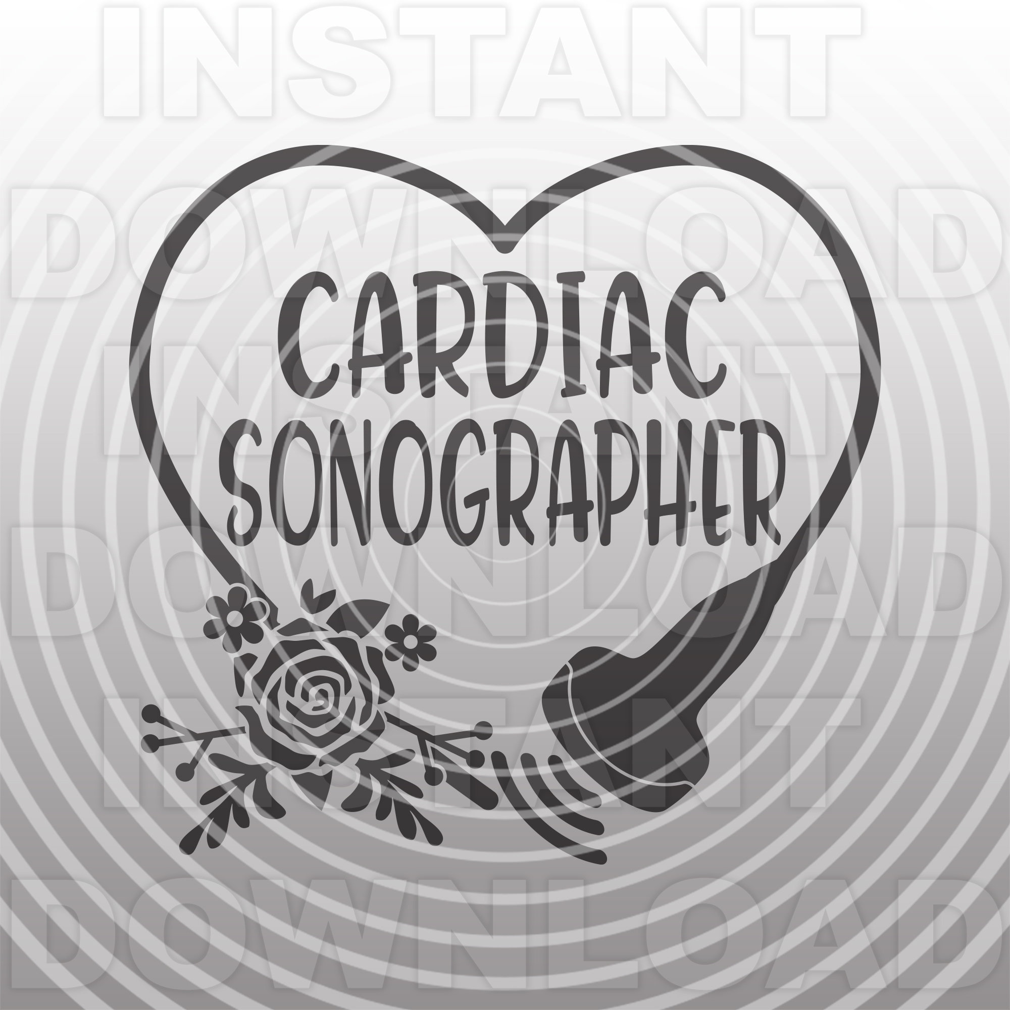 Cardiac Sonographer SVG File,floral Ultrasound Probe Svg-commercial ...
