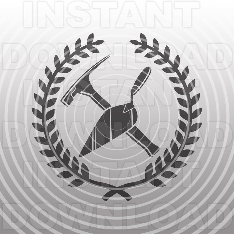 Masonry Trowel and Hammer With Laurel Wreath SVG File,bricklayer SVG ...