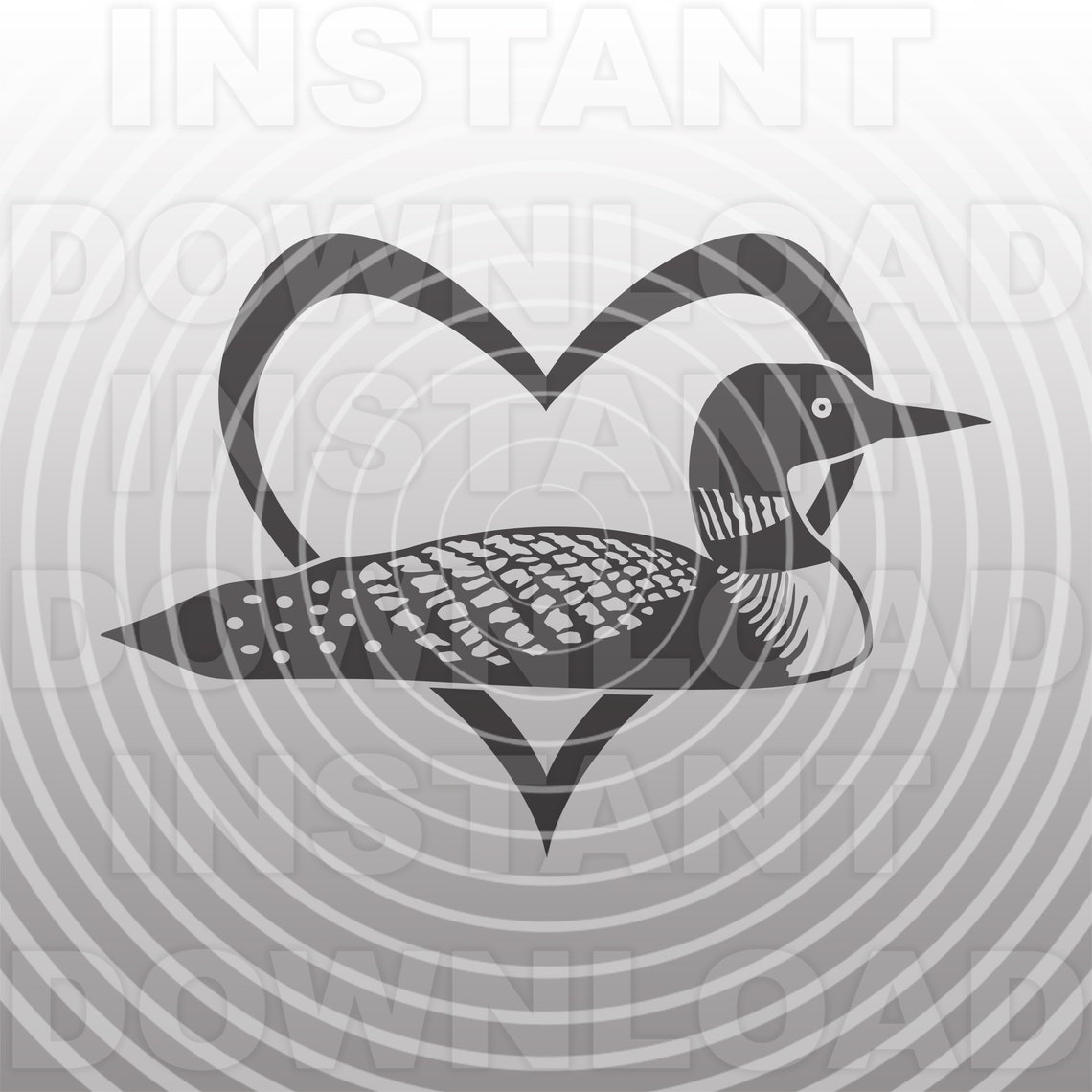 Loon SVG File,loon Silhouette SVG File,loon With Heart Svg-vector Art ...