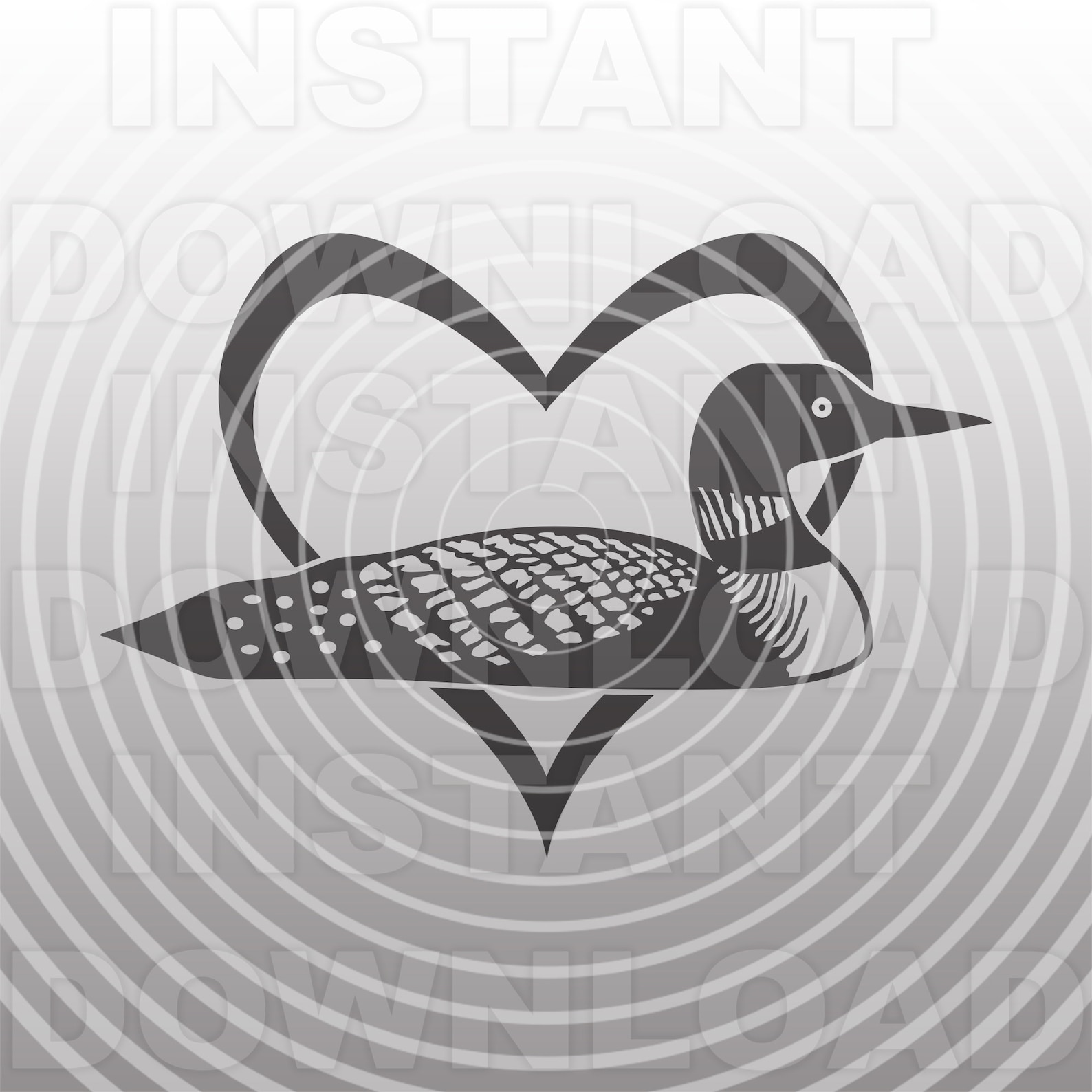 Loon SVG File,loon Silhouette SVG File,loon With Heart Svg-vector Art ...