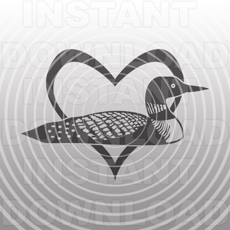 Loon SVG Fileloon Silhouette SVG Fileloon With Heart - Etsy